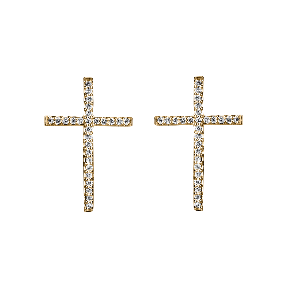 Náušnice s diamanty Shimmering Cross | ALOve