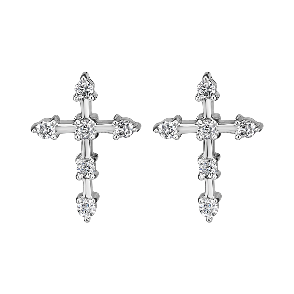 Náušnice s diamanty Sparkling Cross | ALOve